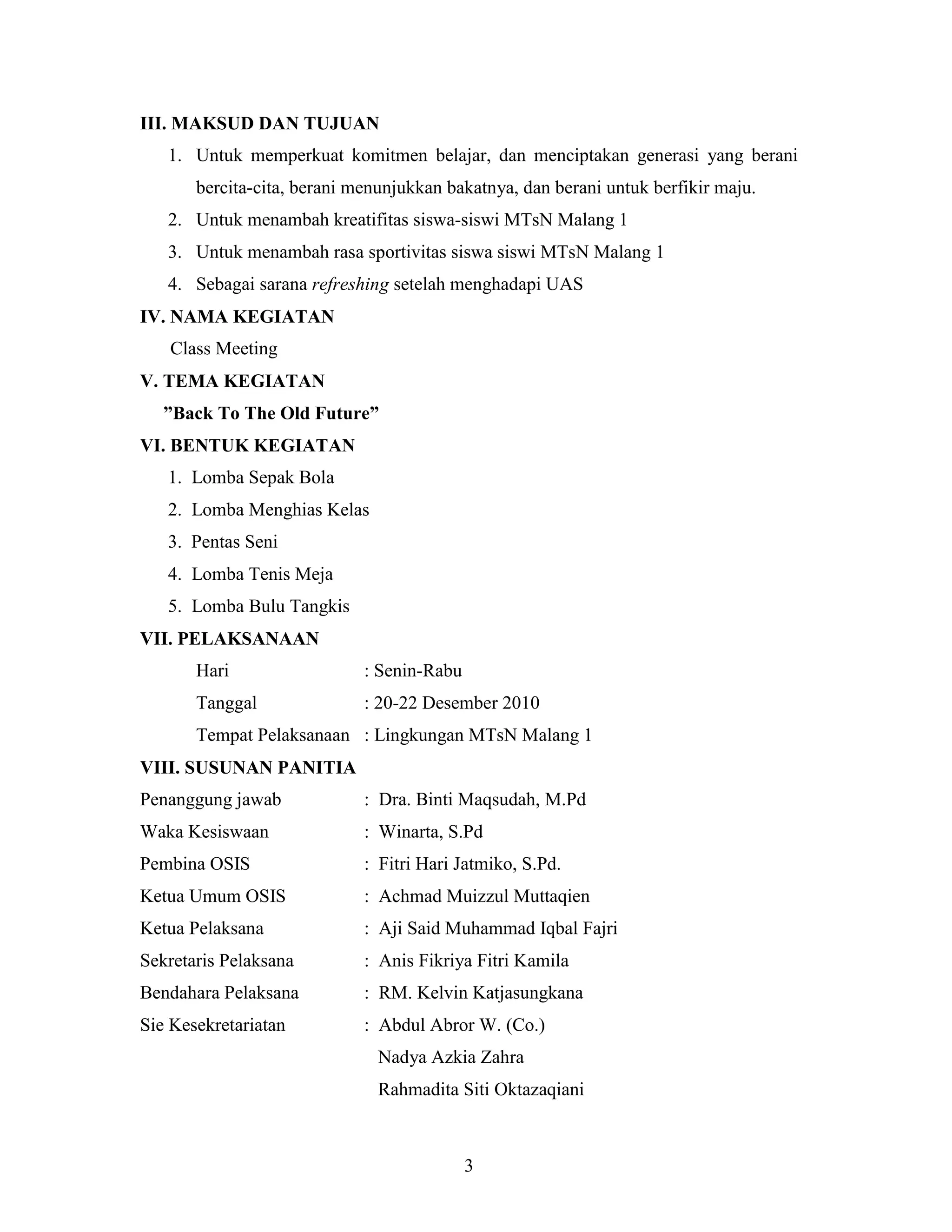 Contoh proposal osis | DOCX