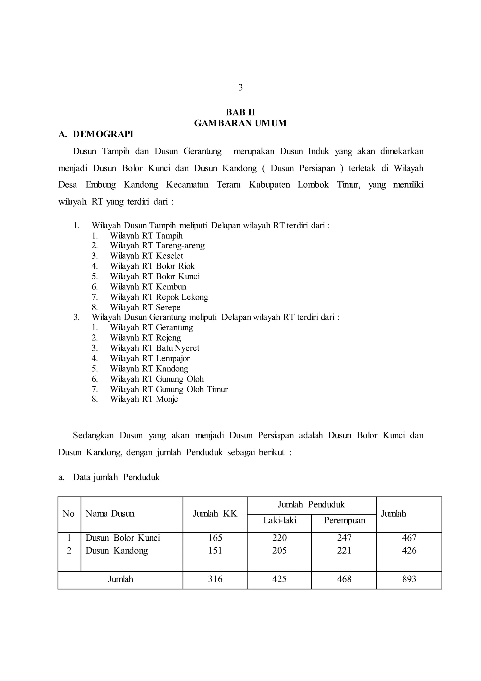 Contoh proposal pemekaran dusun desa embung kandong | DOCX