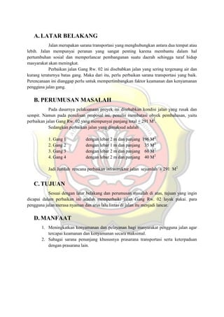 Contoh proposal perbaikan jalan gang rw 02 | PDF