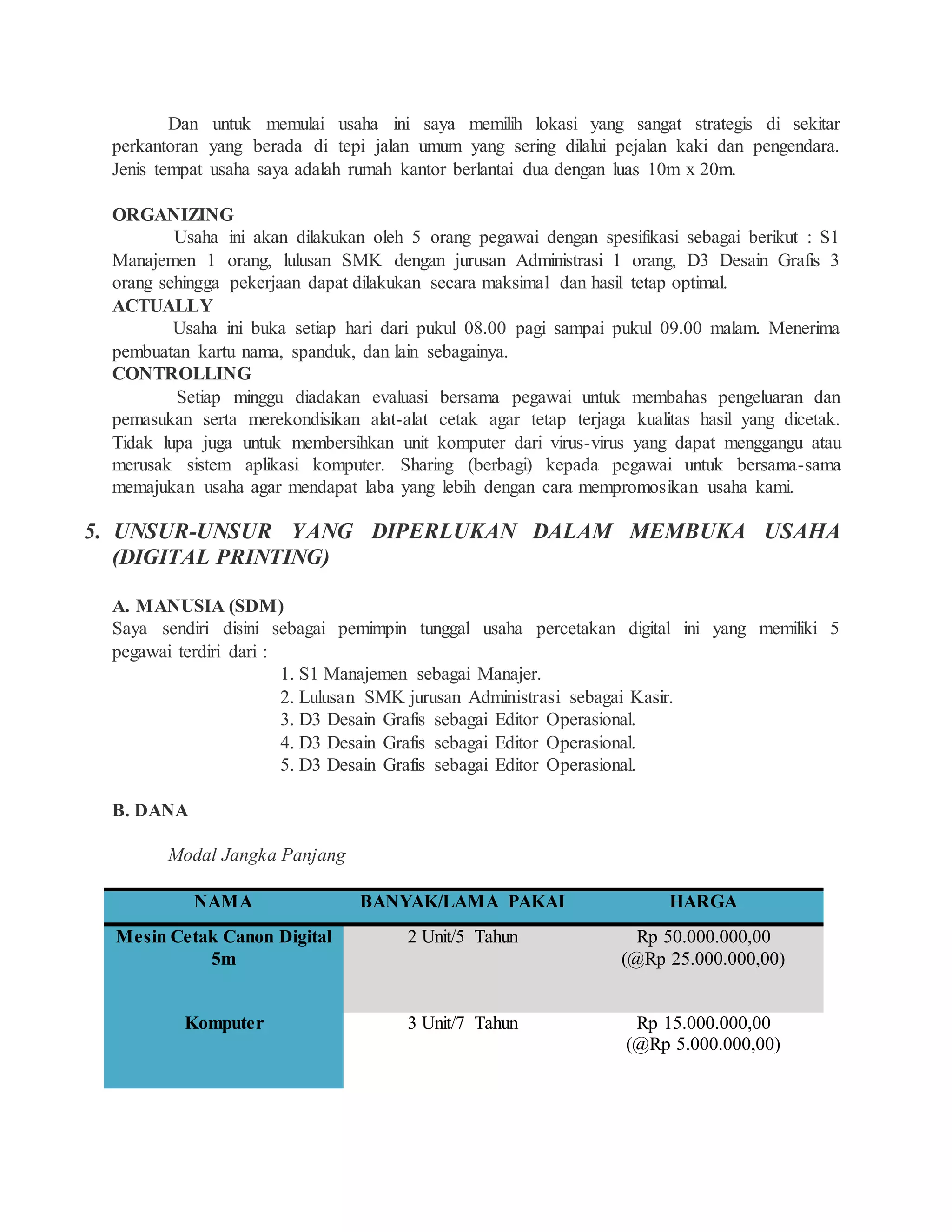 Contoh proposal percetakan | DOCX