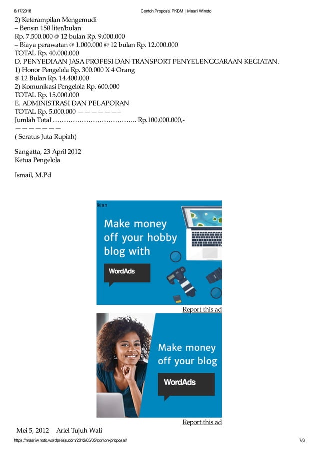 Contoh proposal pkbm masri winoto | PDF