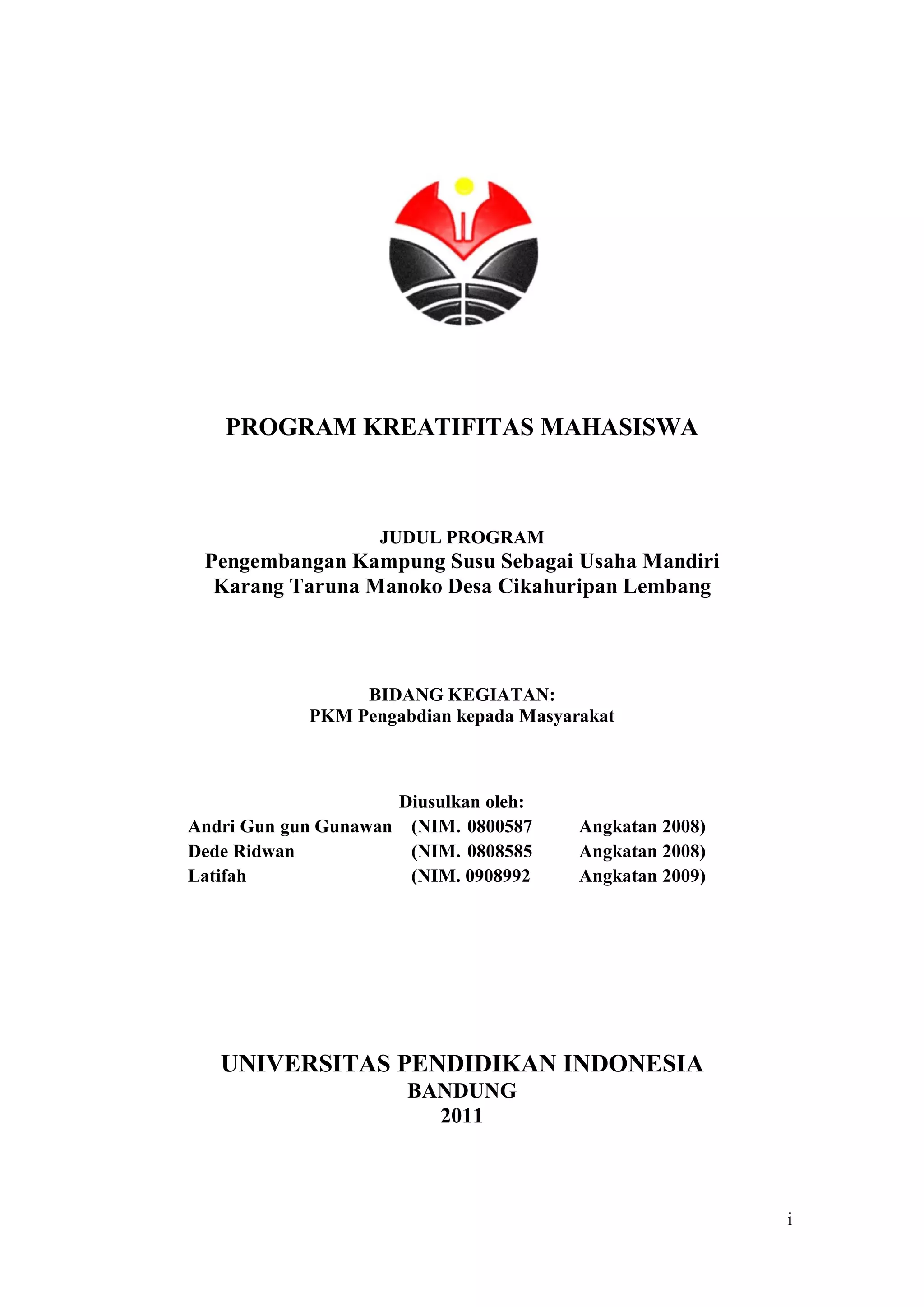 Contoh proposal pkm yang didanai dikti | PDF