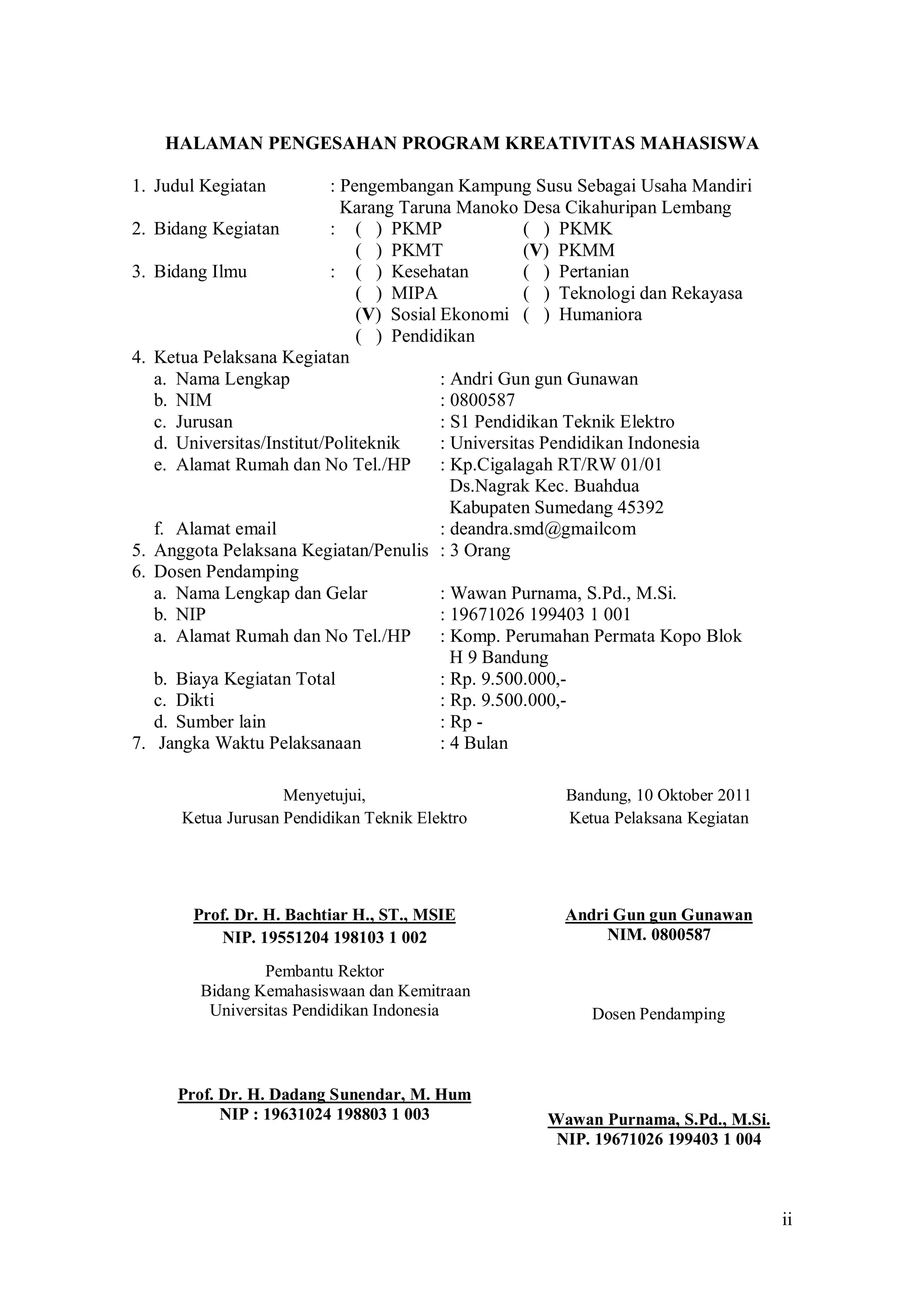 Contoh proposal pkm yang didanai dikti | PDF