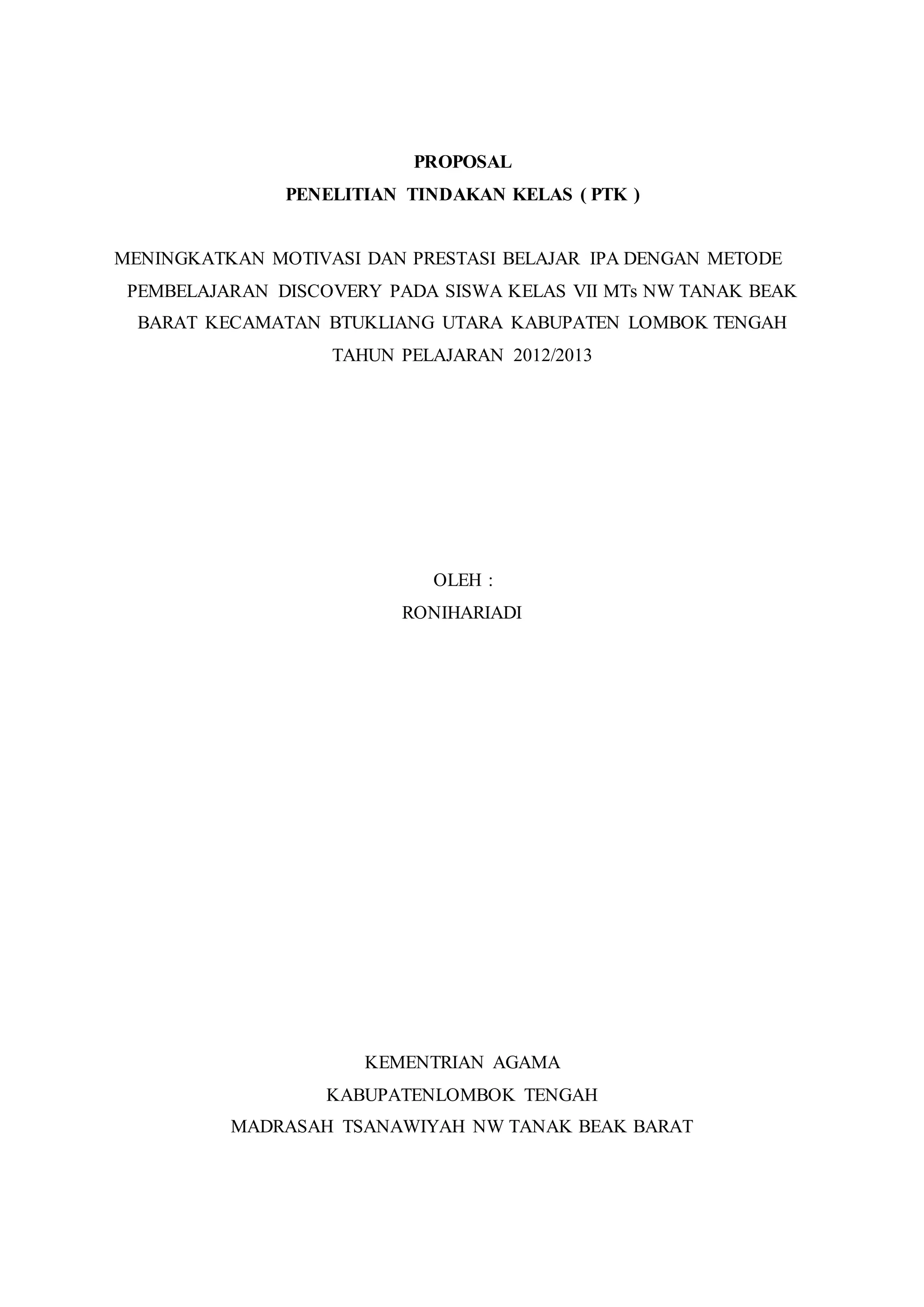 Contoh proposal ptk | DOCX