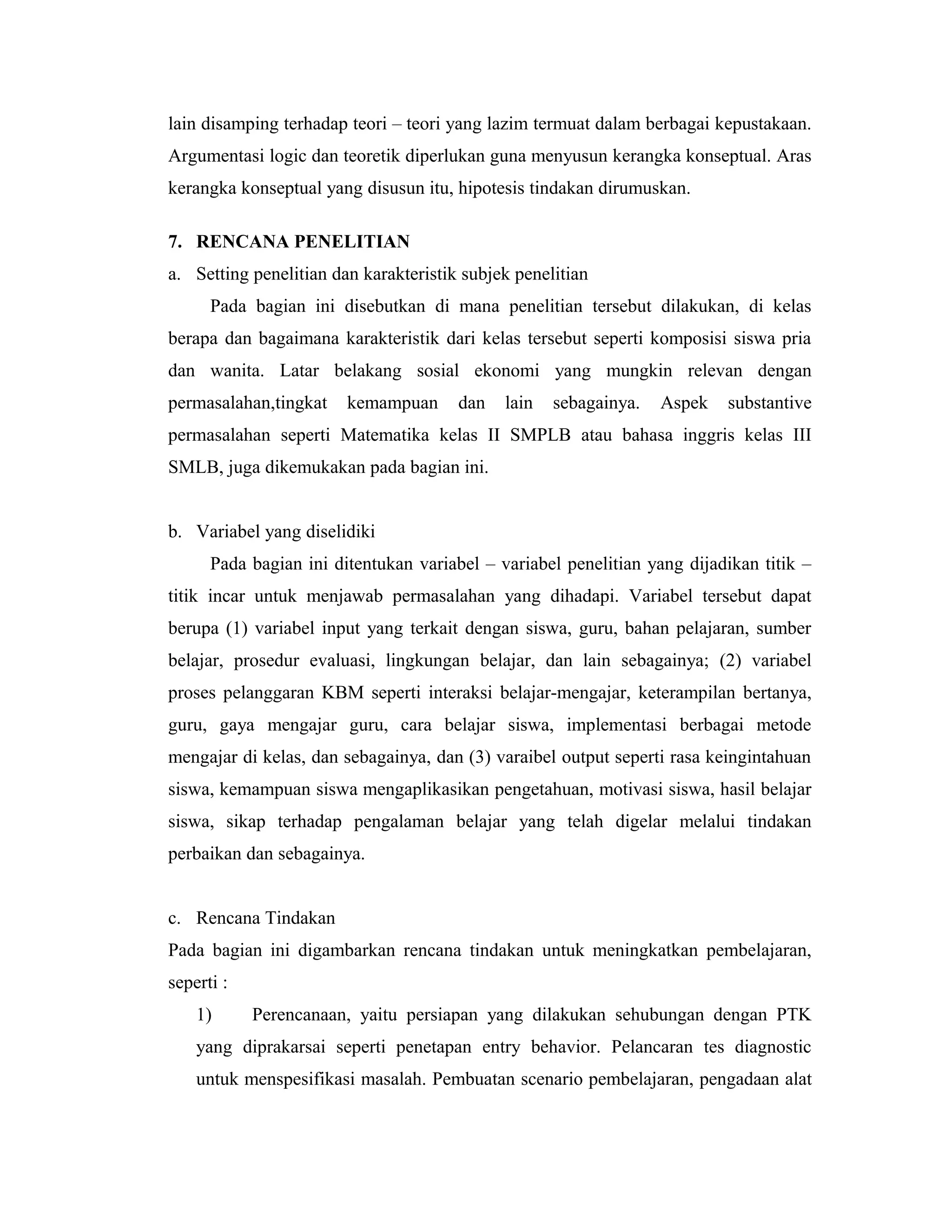 Contoh proposal ptk dan artikel ilmiah | PDF