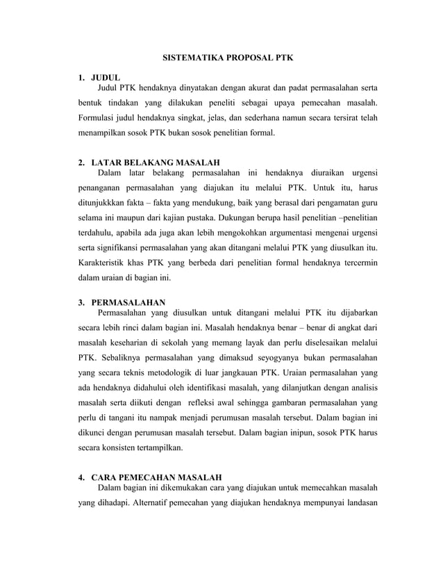 Contoh proposal ptk dan artikel ilmiah | PDF