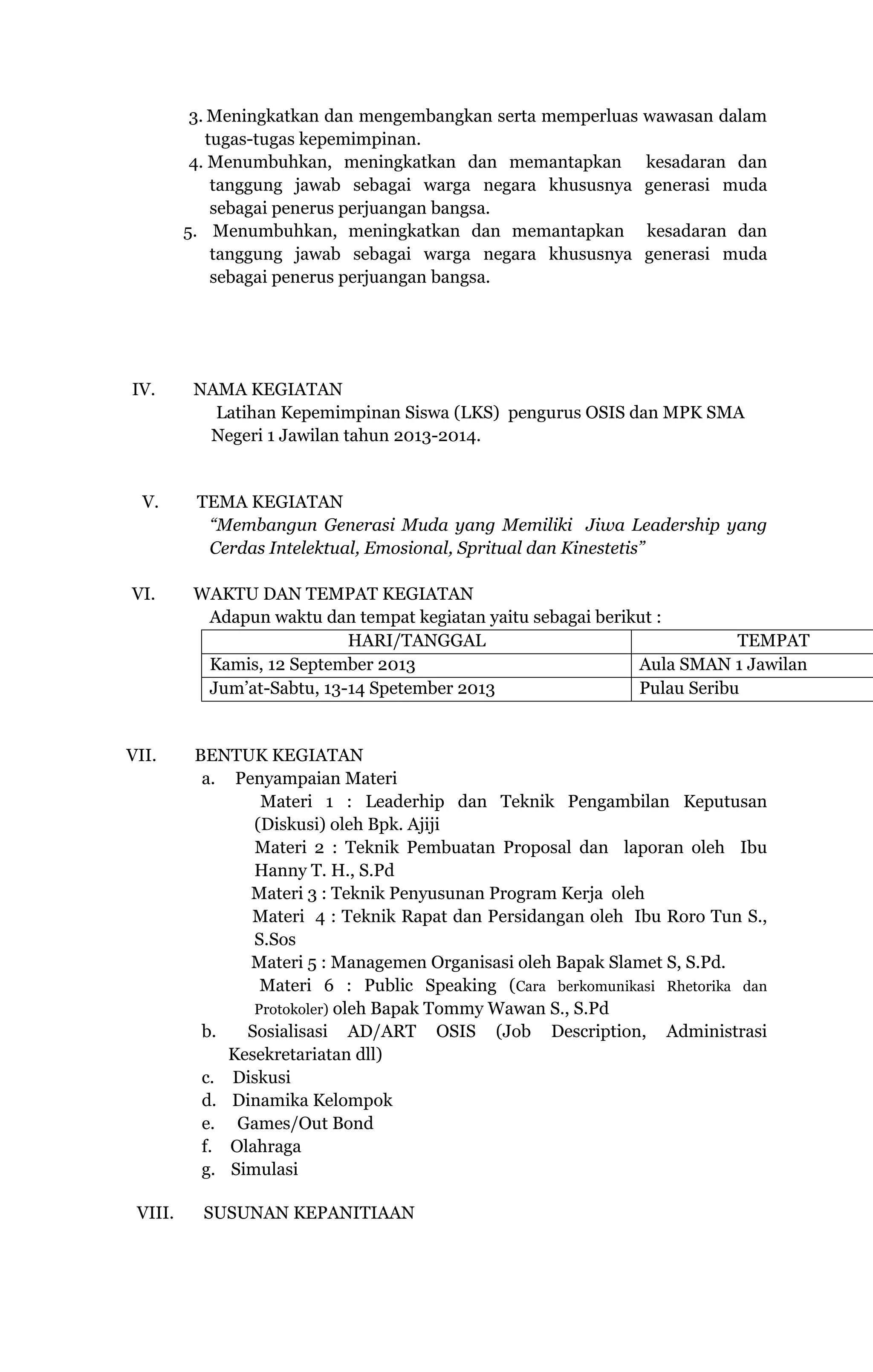Contoh proposal sekolah | DOCX