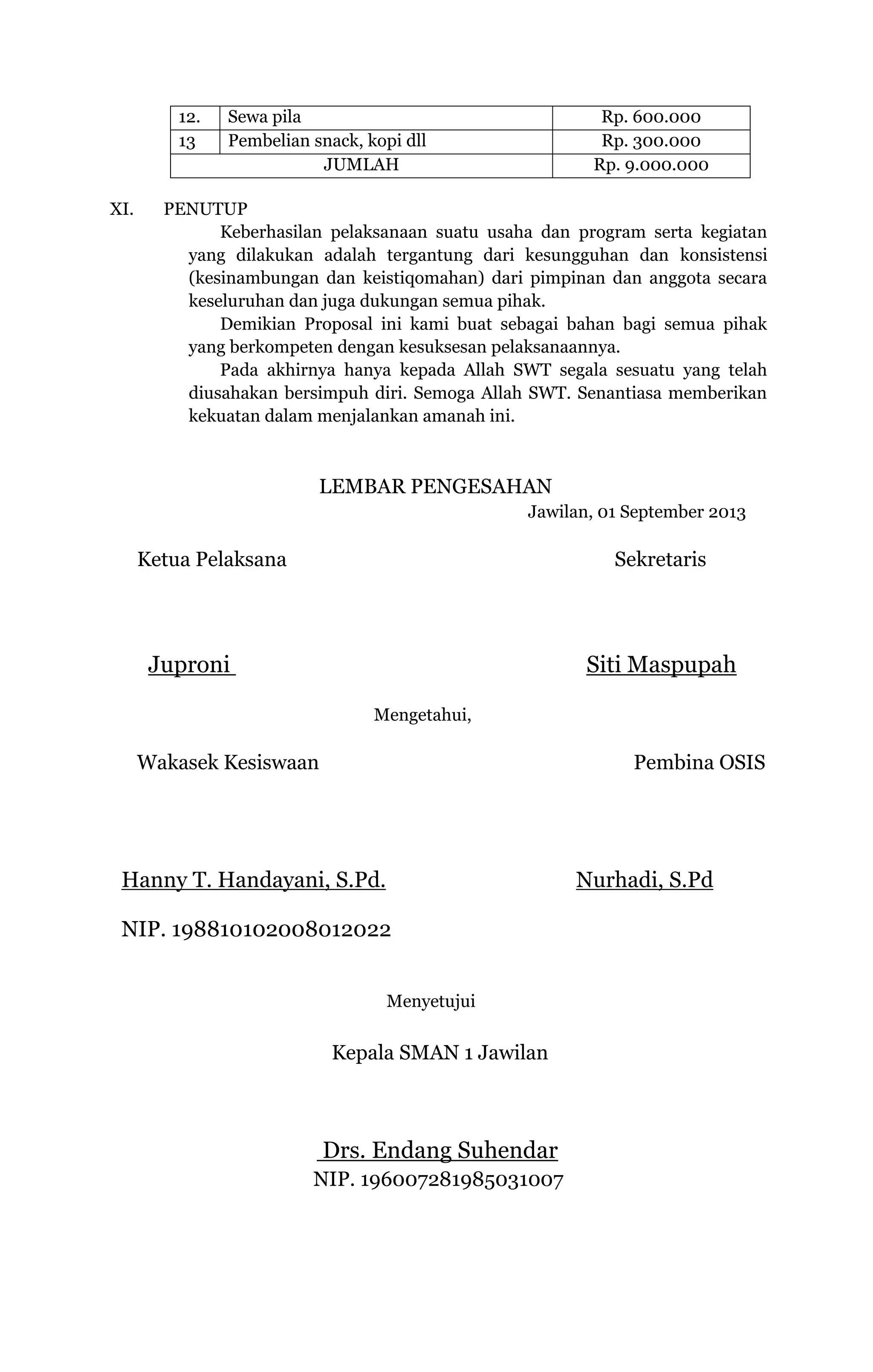 Contoh proposal sekolah | DOCX