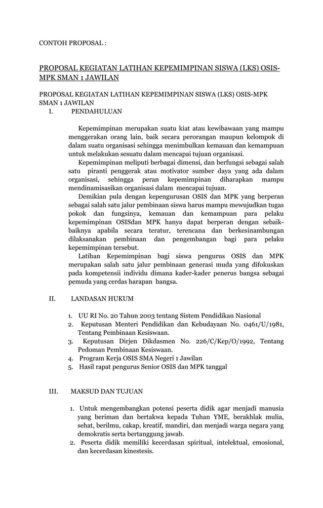 Contoh proposal sekolah | DOCX