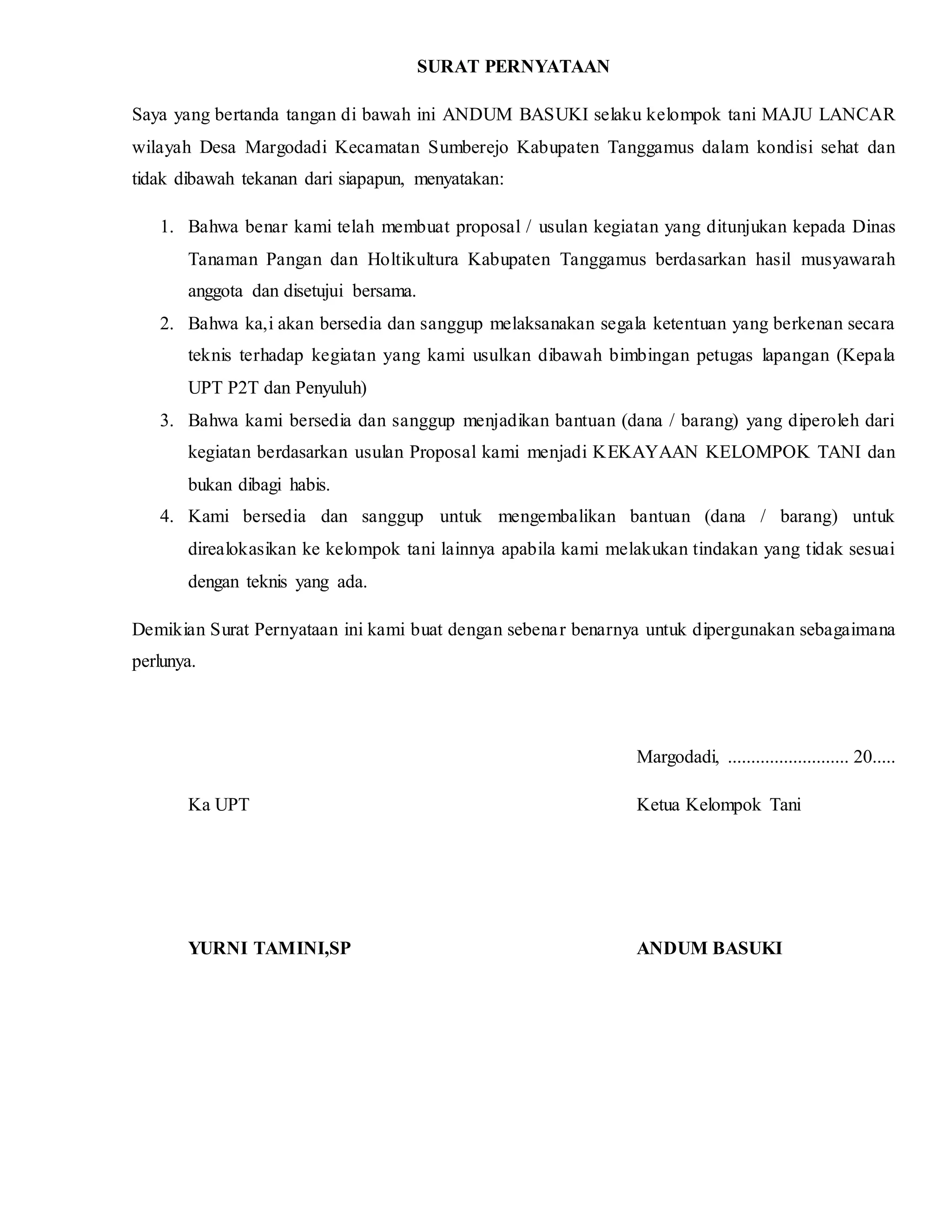Contoh proposal tani bantuan traktor | DOCX