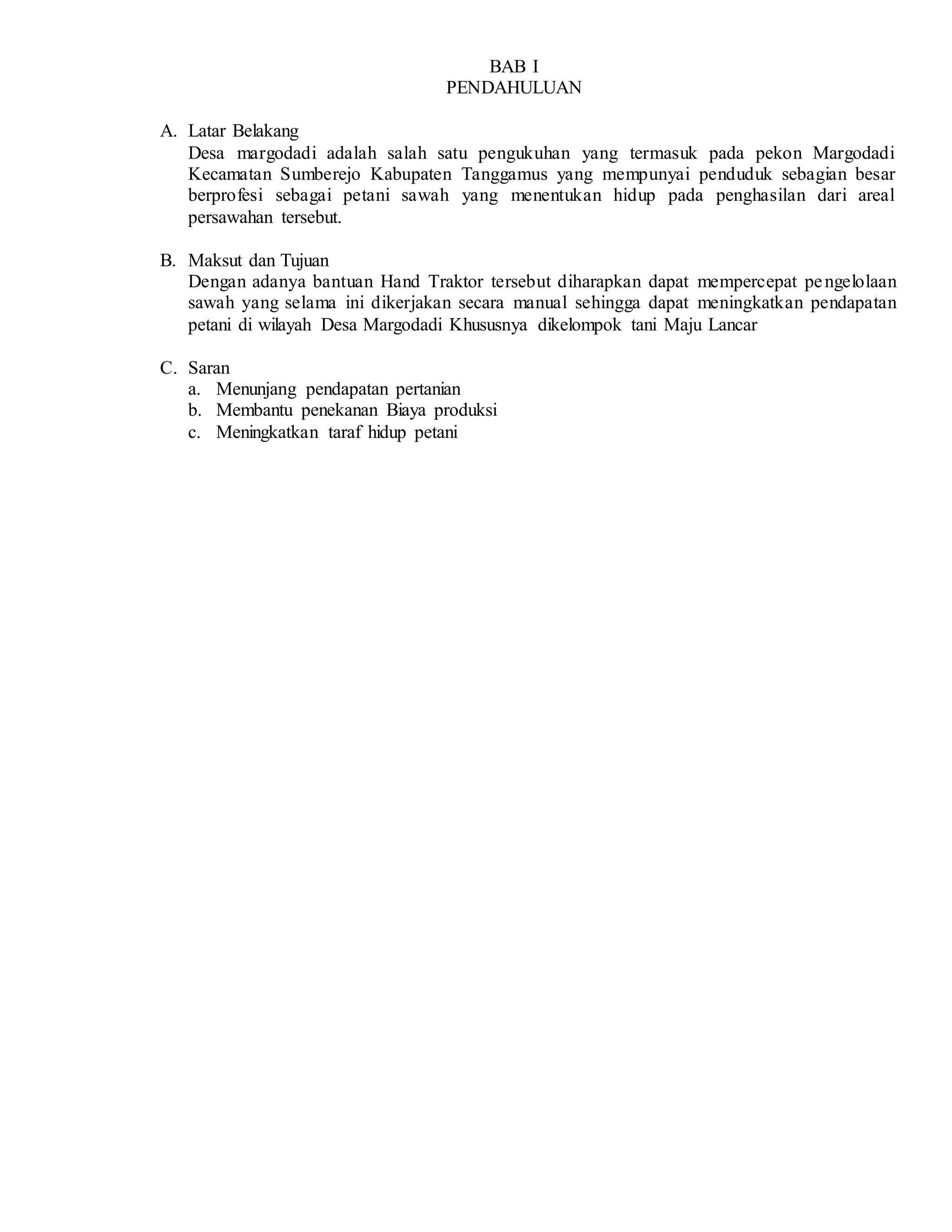 Contoh proposal tani bantuan traktor | DOCX