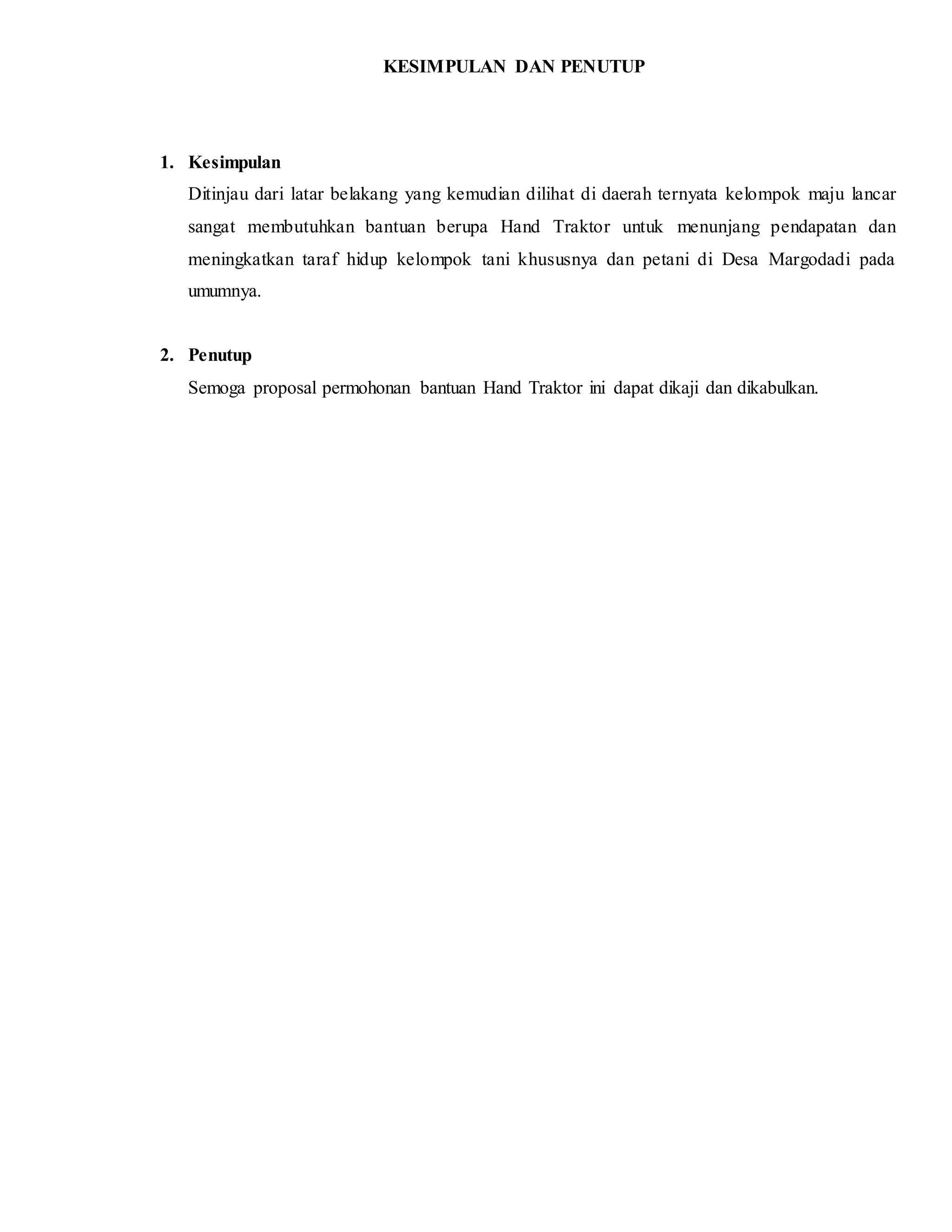 Contoh proposal tani bantuan traktor | DOCX