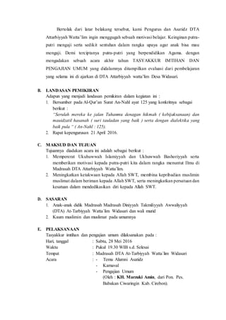 Contoh proposal tasyakkur imtihan dan pengajian umum, haflah ...