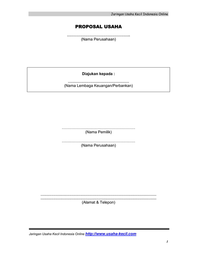 Contoh proposal usaha | PDF