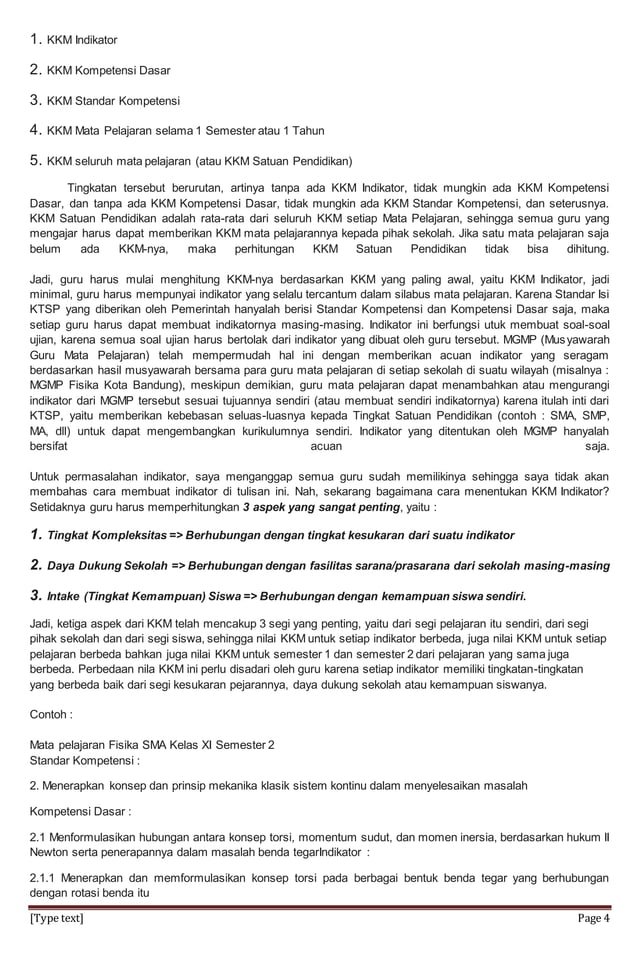 Contoh proses penentuan kkm | DOCX