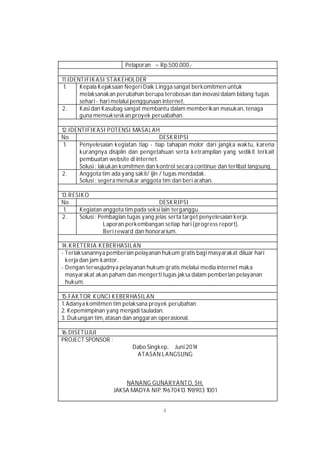 Contoh proyek perubahan datun | PDF