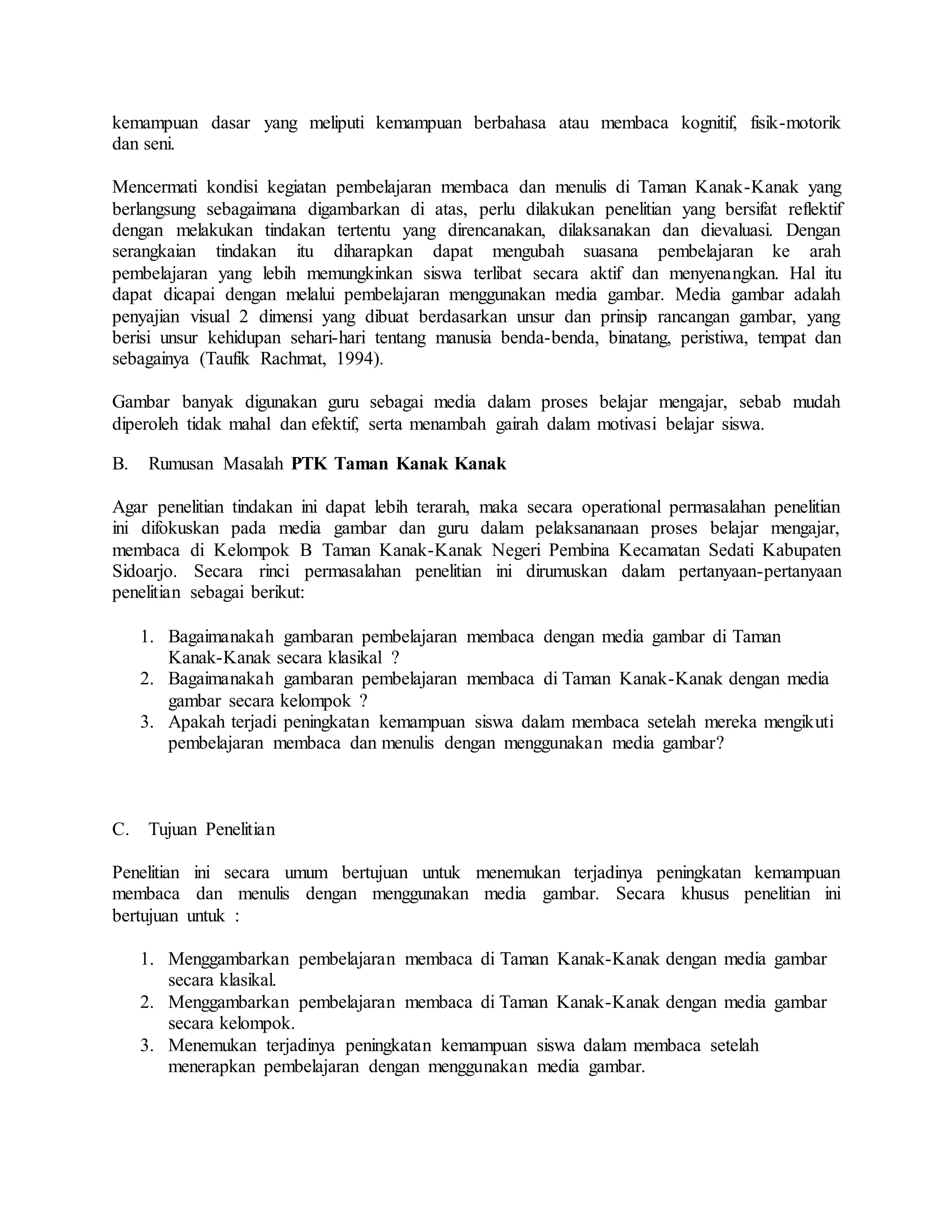 Contoh ptk tk paud dibawah ini | DOCX