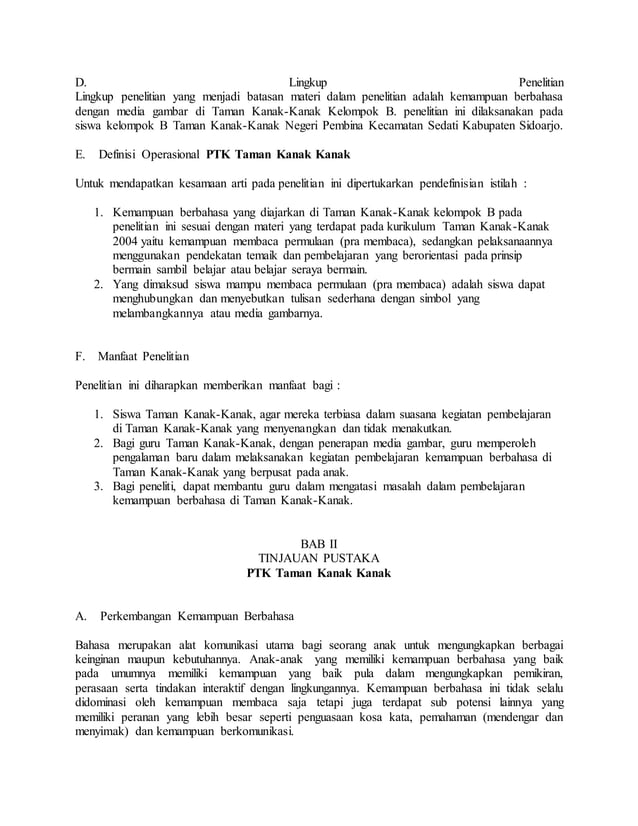Contoh ptk tk paud dibawah ini | DOCX