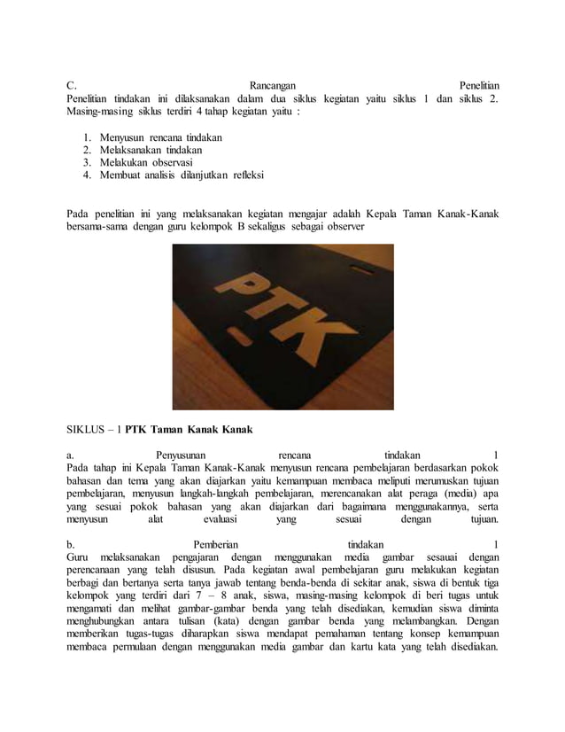 Contoh ptk tk paud dibawah ini | DOCX