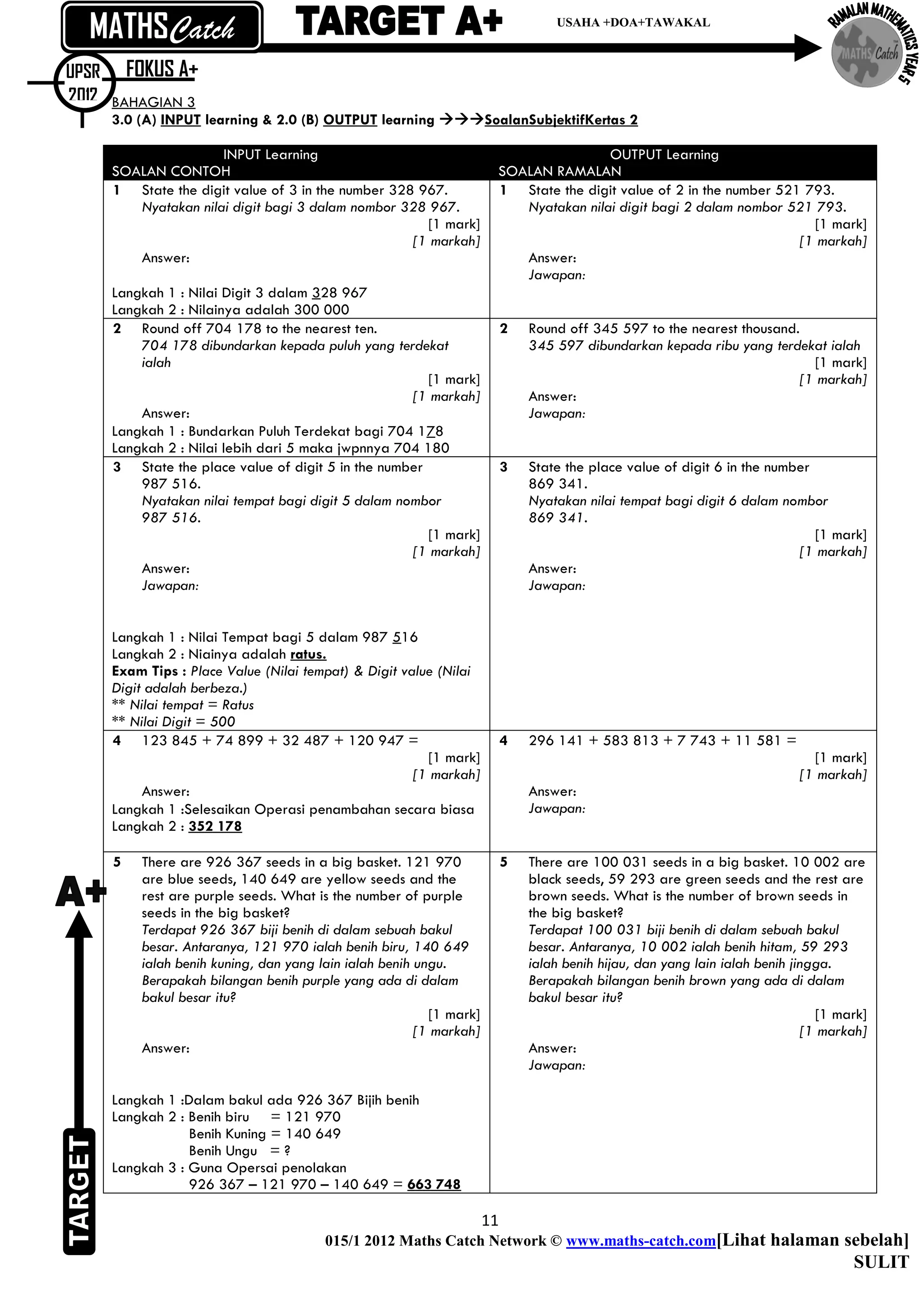 [Contoh] ramalan topikal bab 1 maths tahun 5 2012 | PDF