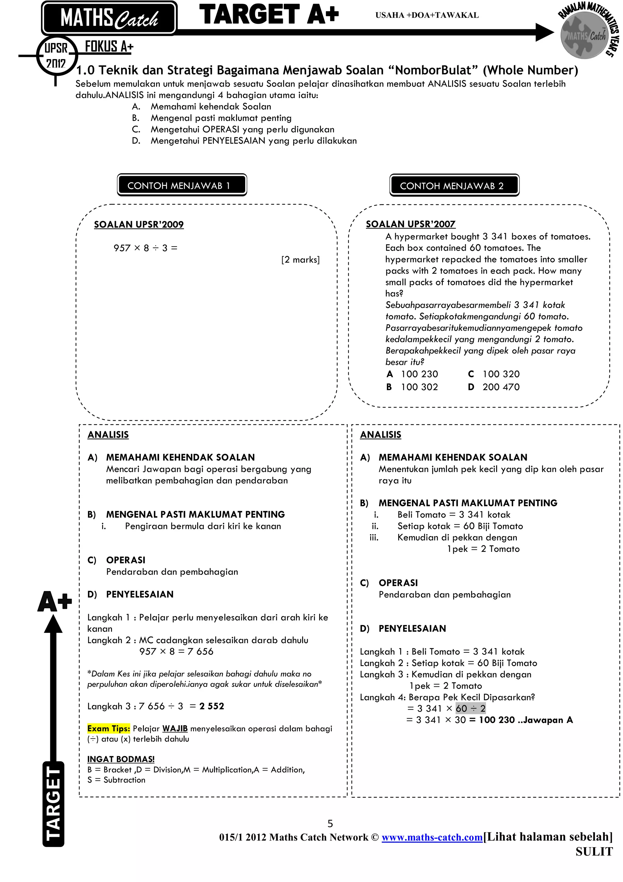 [Contoh] ramalan topikal bab 1 maths tahun 5 2012 | PDF
