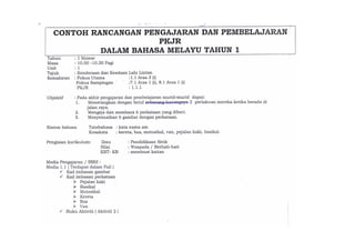 Contoh rancangan harian pkjr | PDF