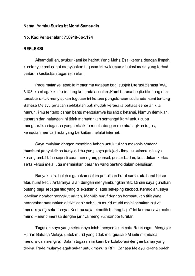 Contoh rancangan pengajaran harian bm | DOCX