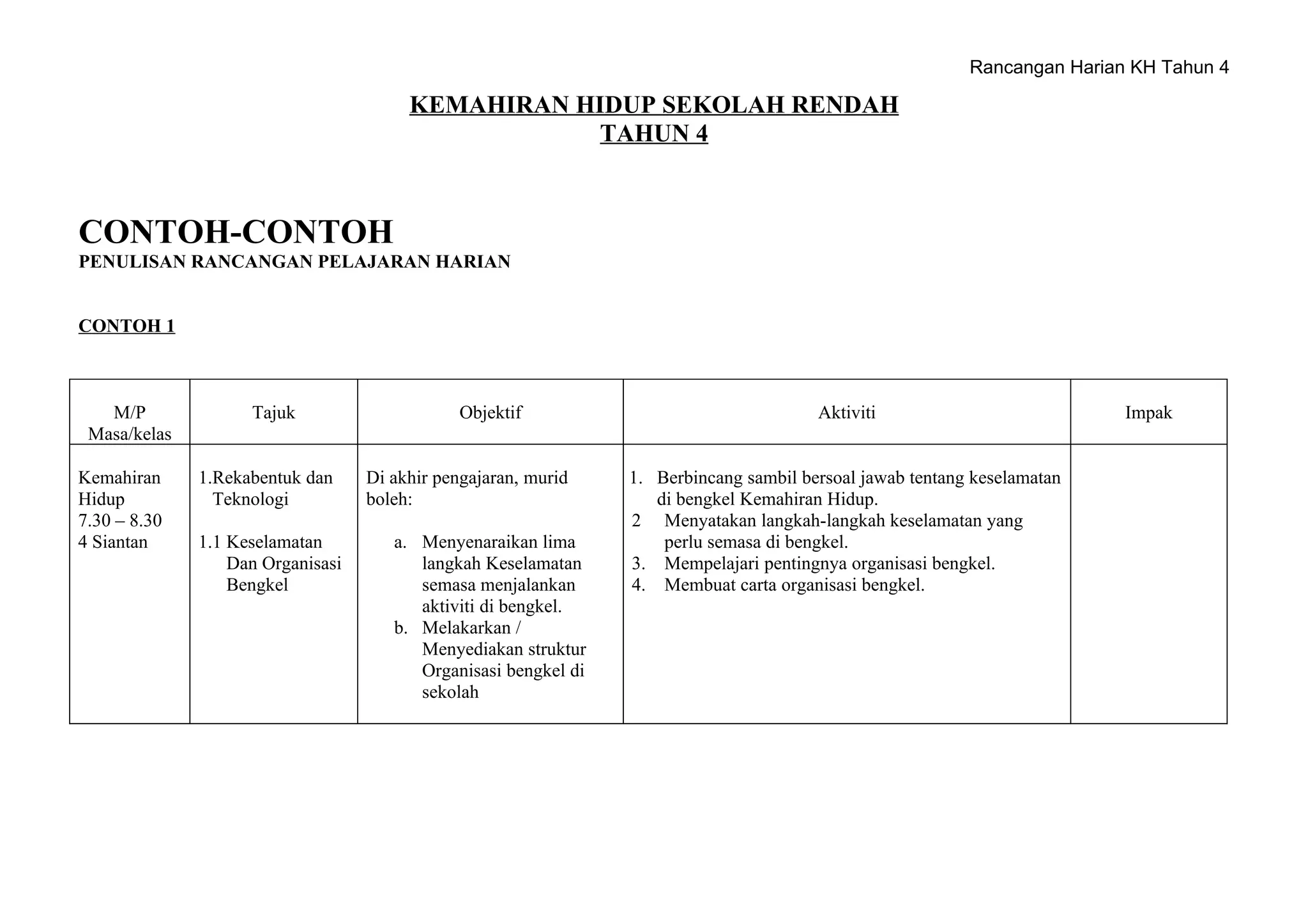 Contoh Ranc Pel Harian Khsr Th4 | DOC