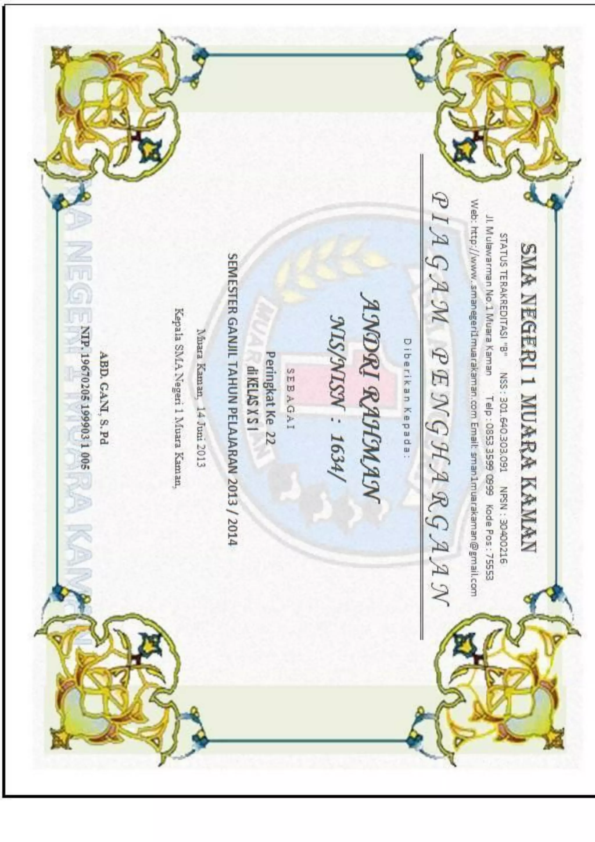 Contoh raport sma kurikulum 20013 | PDF