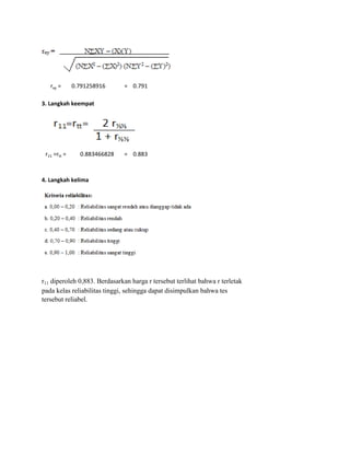 Contoh reliabilitas instrumen | PDF