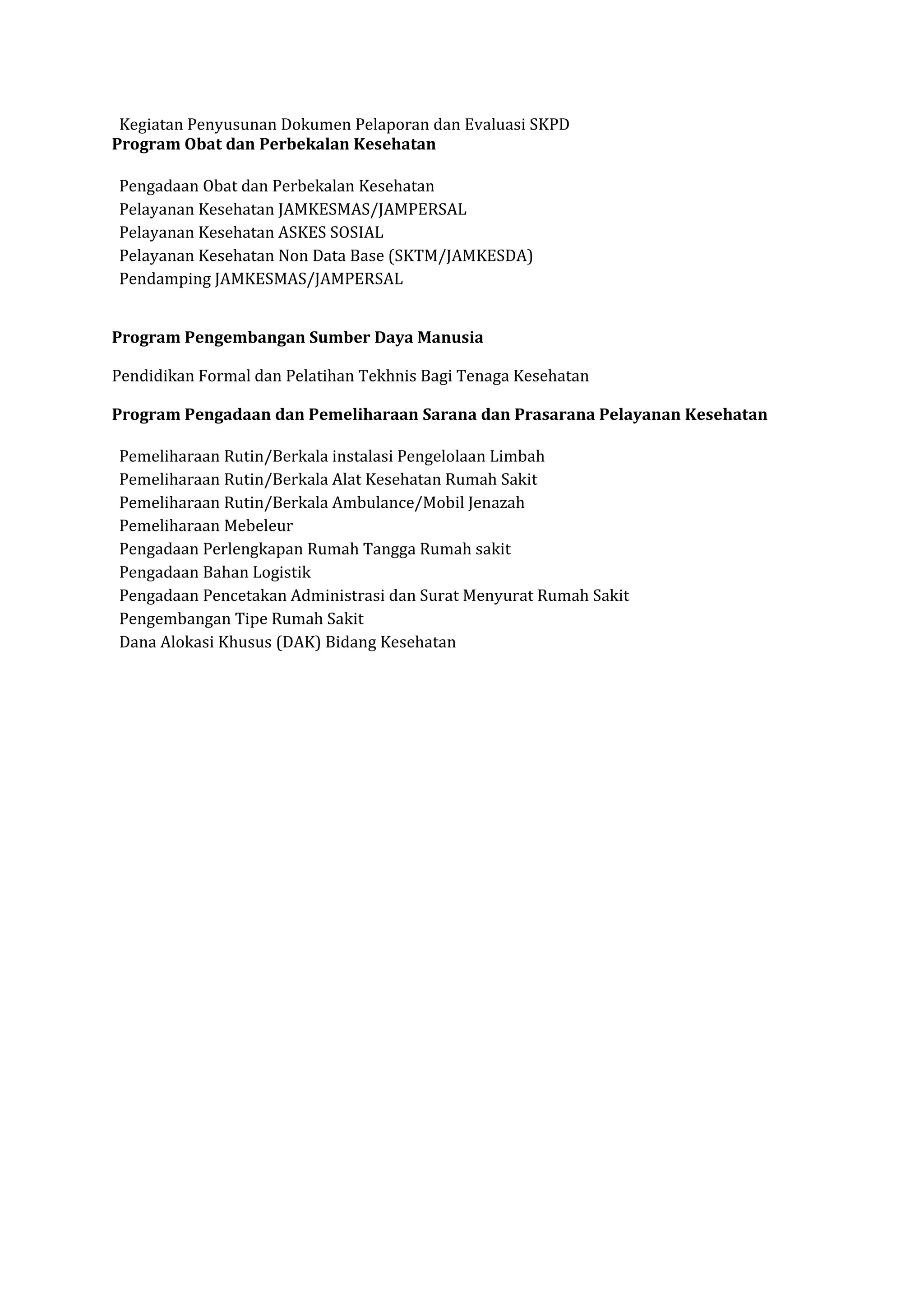 Contoh renja rsud | DOC