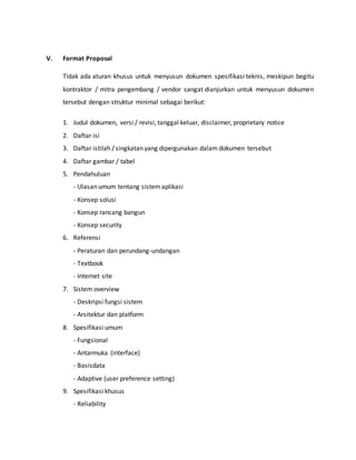 Contoh RFP Sistem Informasi "Warunk" | DOCX