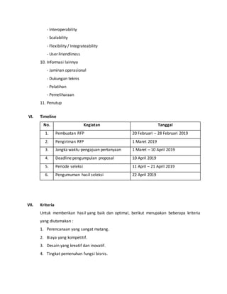 Contoh RFP Sistem Informasi "Warunk" | DOCX