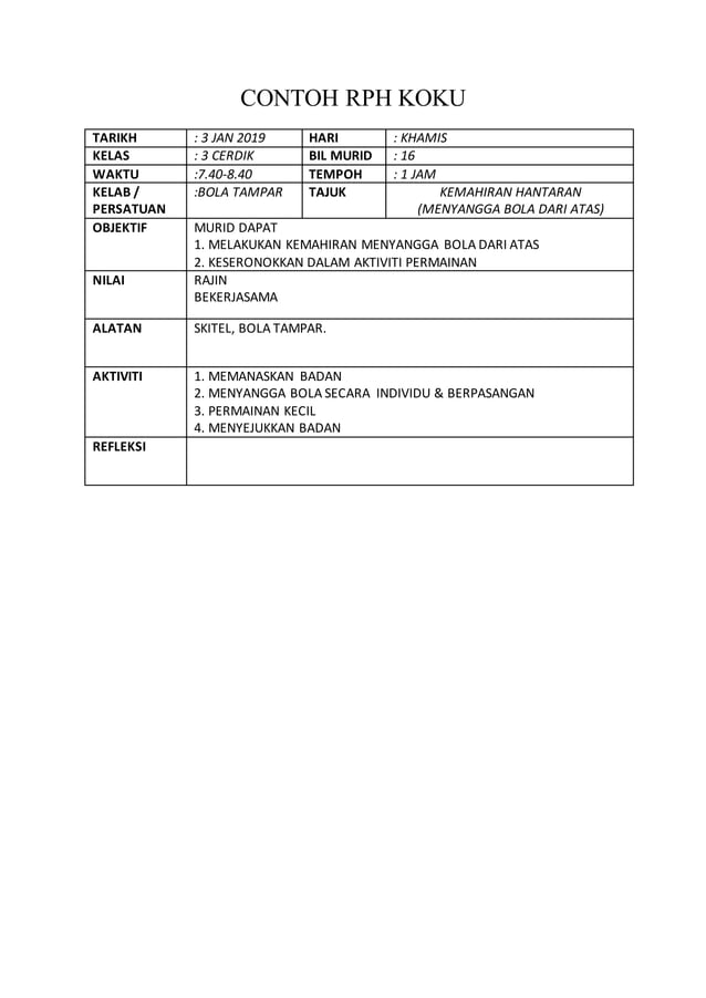 Contoh rph koku | PDF