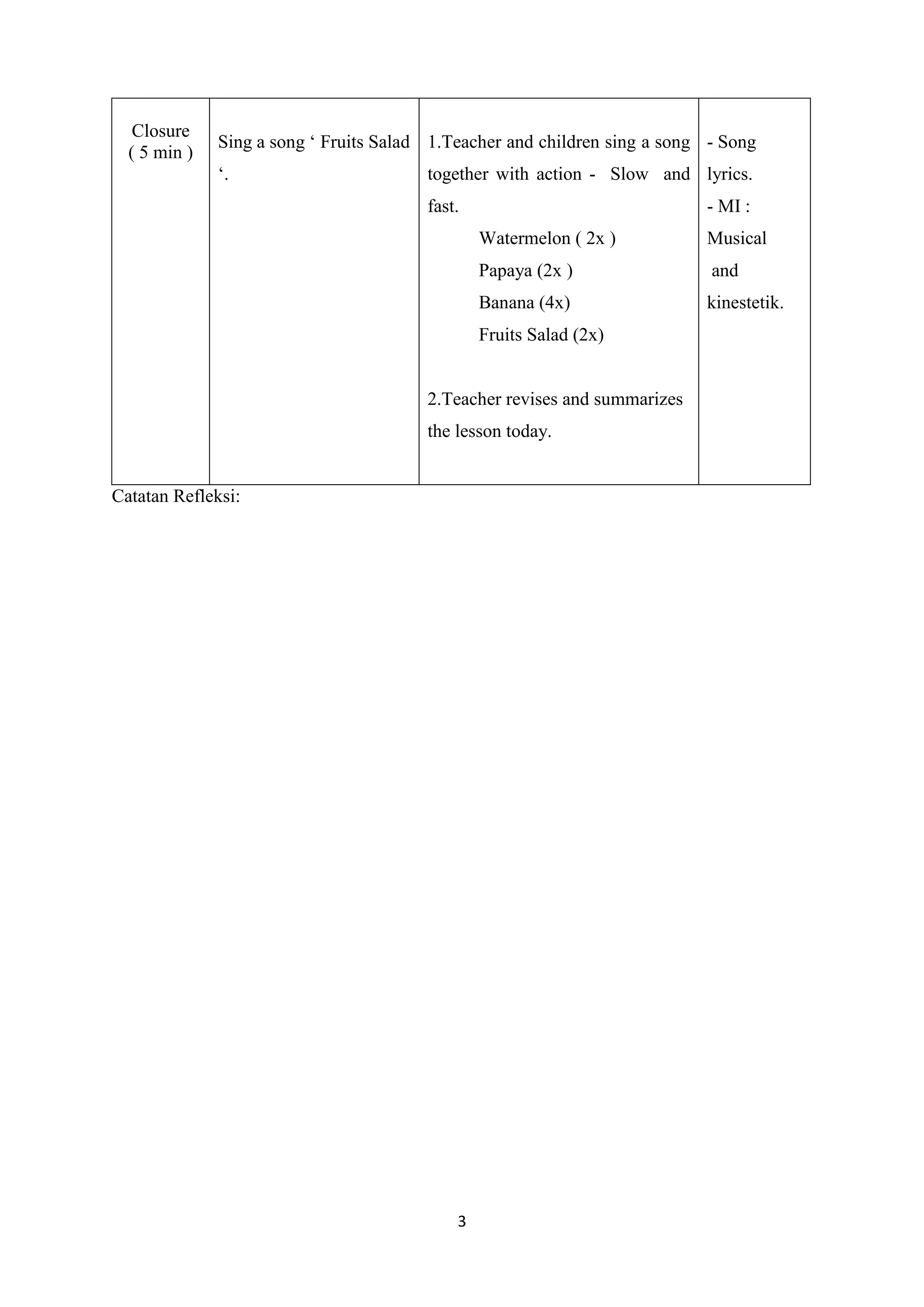 CONTOH RPH PRASEKOLAH (bahasa inggeris) | DOCX