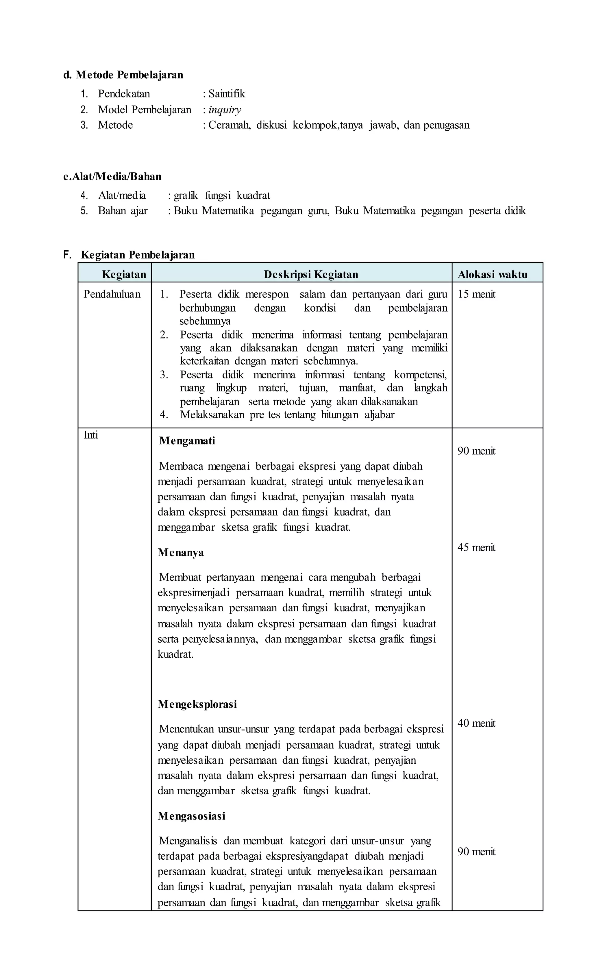 Contoh rpp 2013 matematika sma | PDF