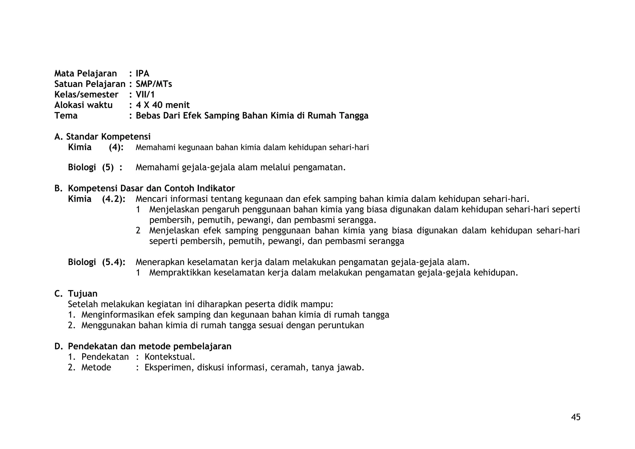 Contoh rpp ipa terpadu | PPT
