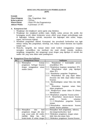 Contoh rpp ipa vii sem 1 | DOCX