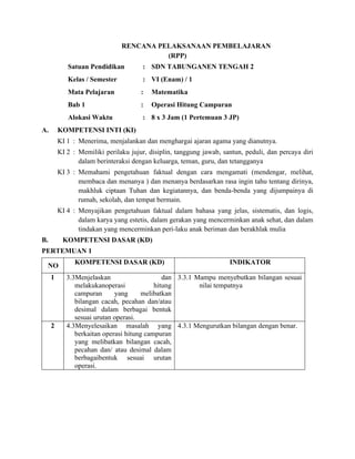Contoh rpp matematika | PDF