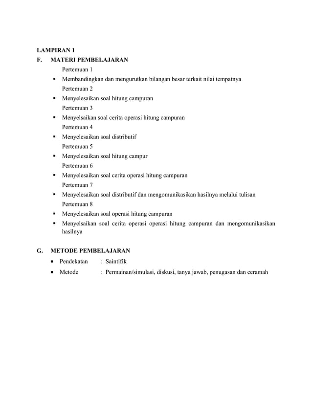 Contoh rpp matematika | PDF