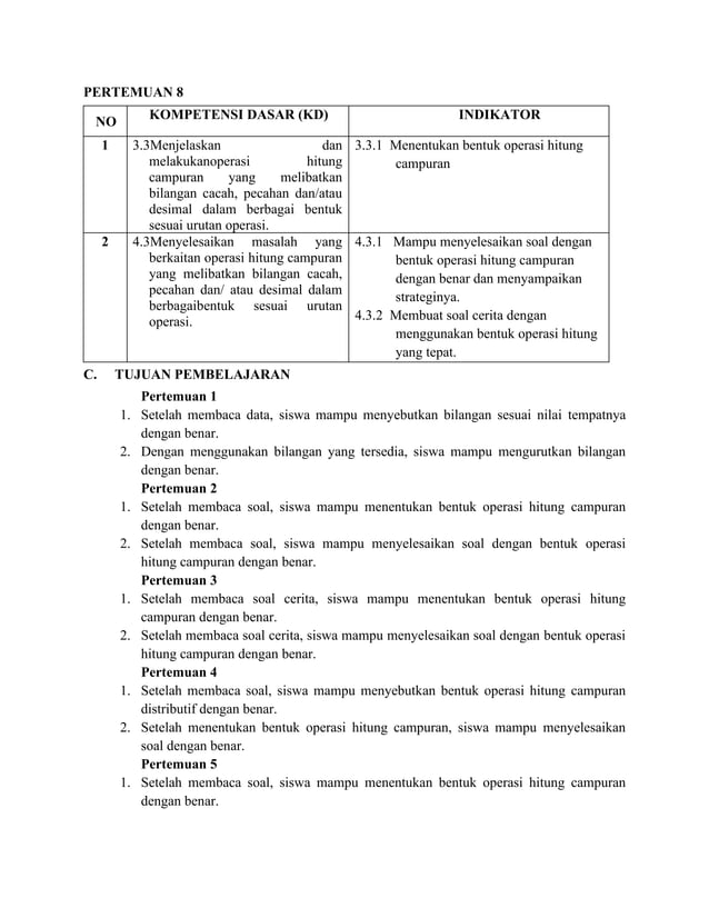 Contoh rpp matematika