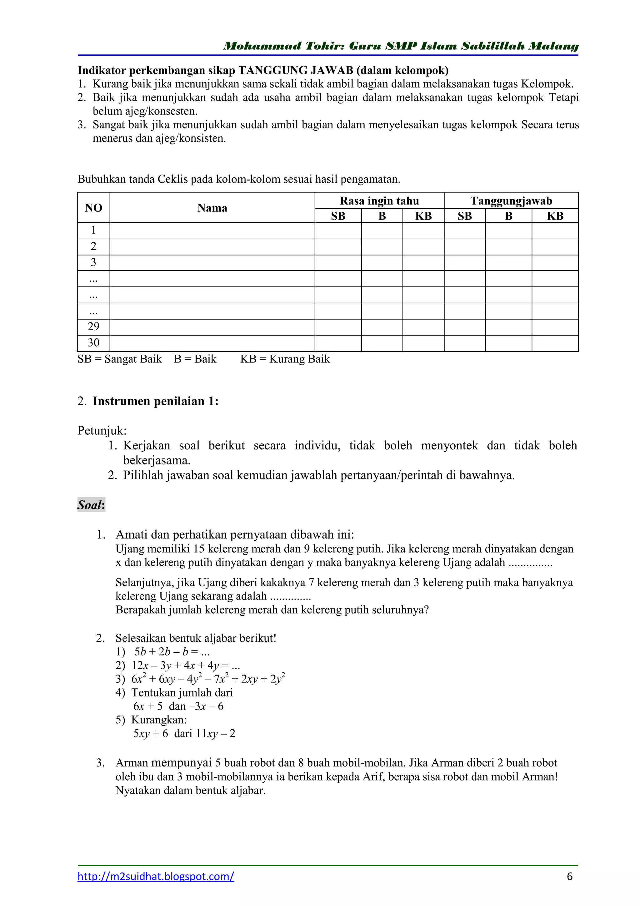 Contoh rpp matematika kelas 8 | PDF