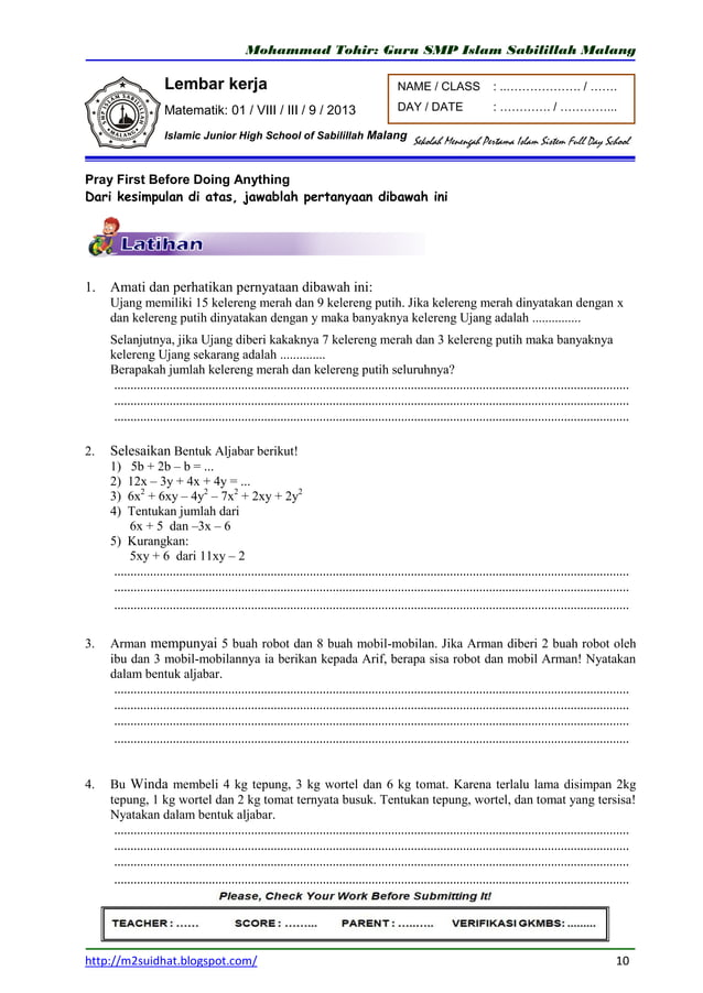 Contoh rpp matematika kelas 8 | PDF