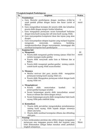 Contoh rpp pai sd kelas 1 kurikulum 2013 | DOCX