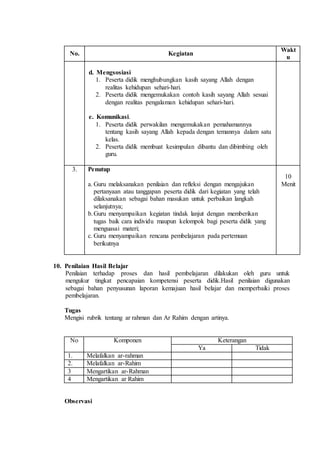 Contoh rpp pai sd kelas 1 kurikulum 2013 | PDF
