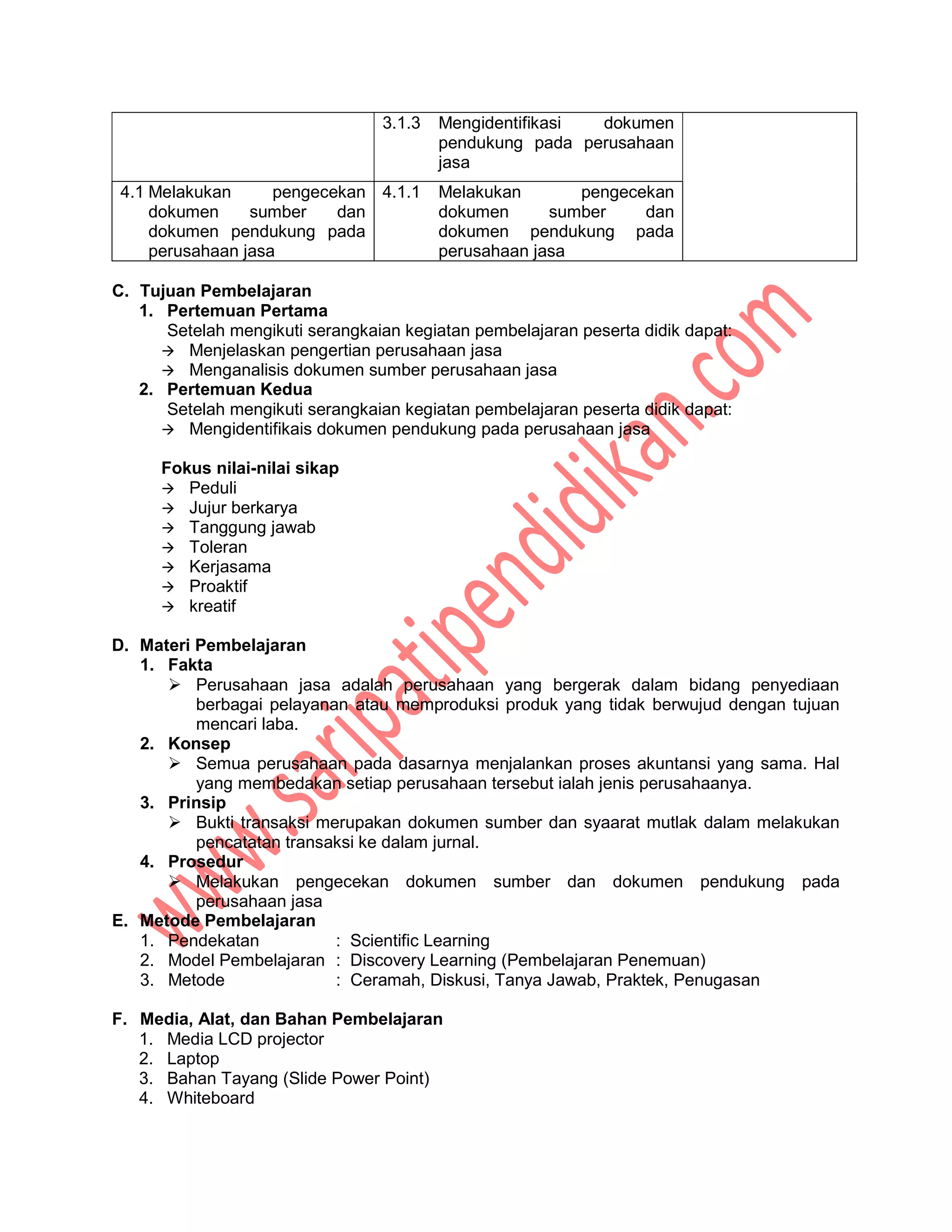Contoh rpp praktikum akuntansi perusahaan jasa dan mnf xi | PDF
