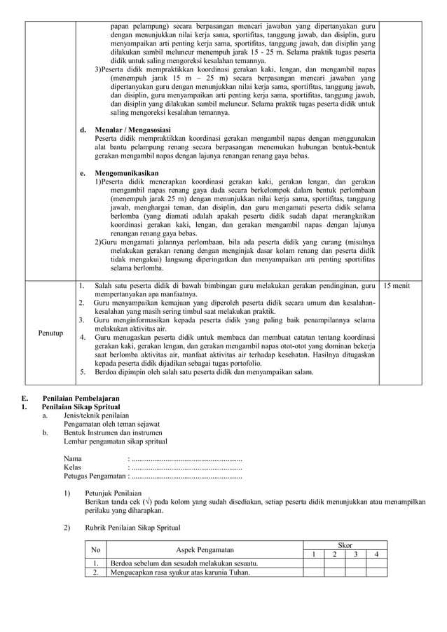 contoh RPP Renang.pdf0000000000000000000 | PDF