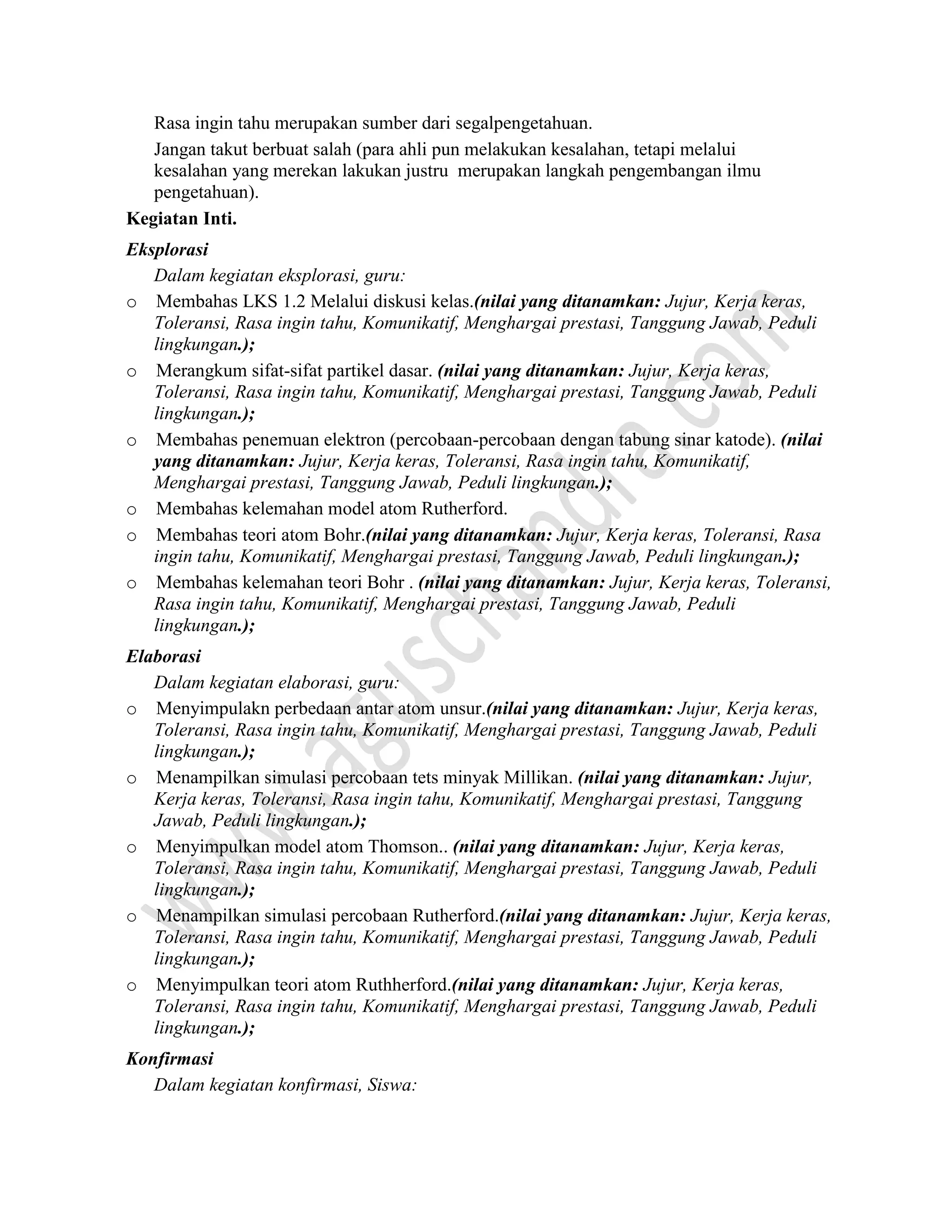 Contoh rpp sma berkarakter | PDF