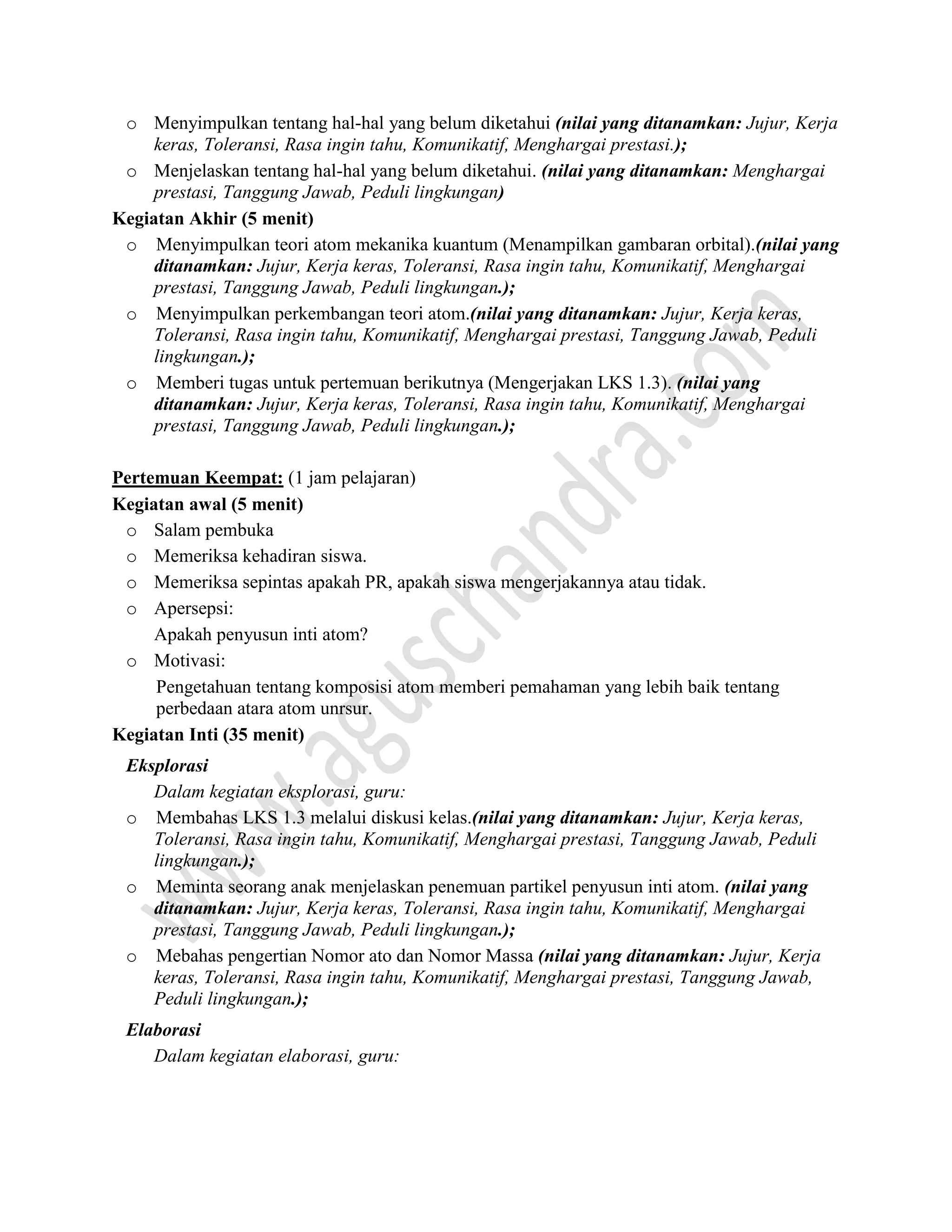 Contoh rpp sma berkarakter | PDF