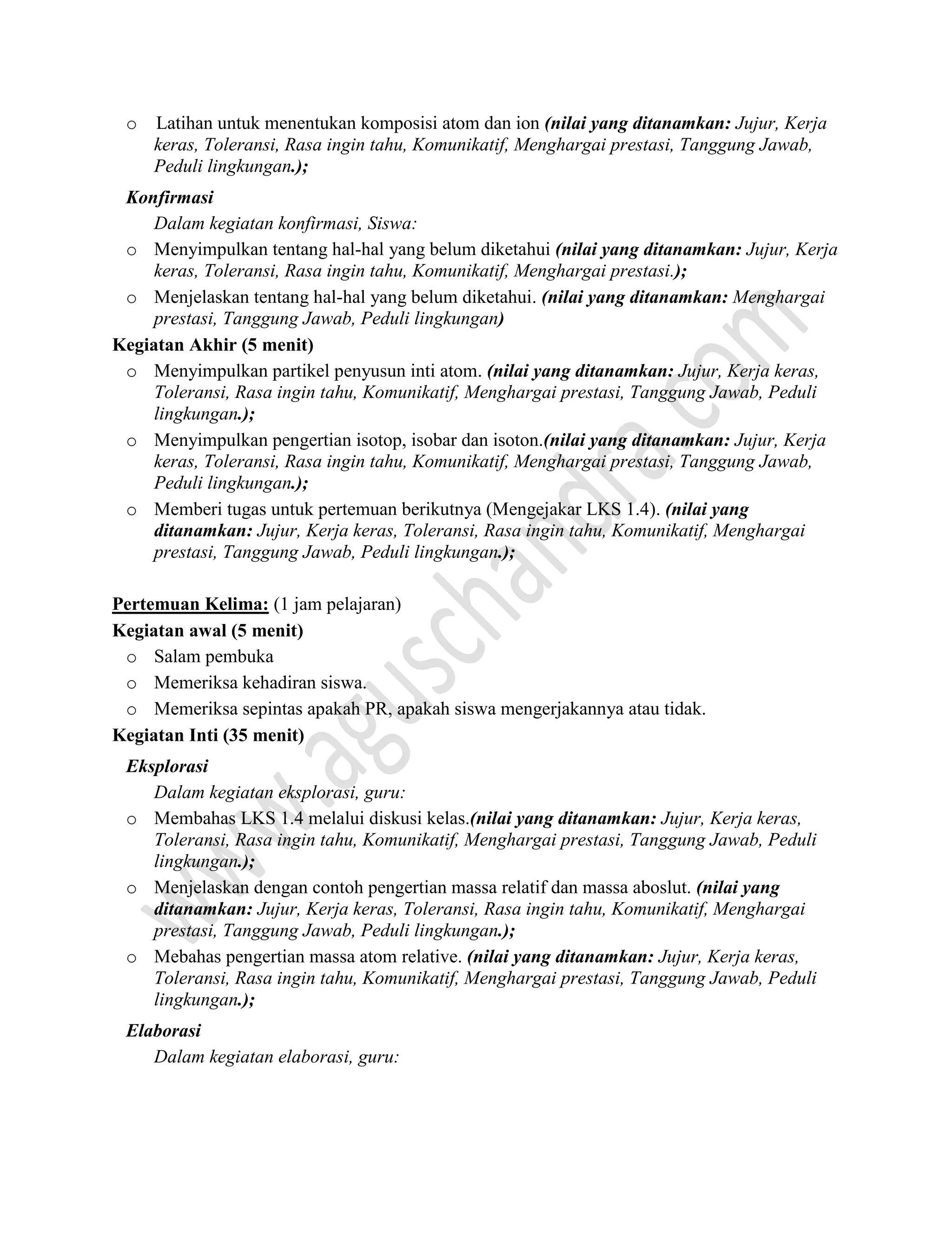 Contoh rpp sma berkarakter | PDF